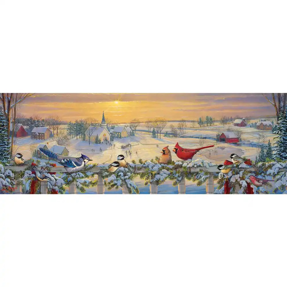 Winter Porch Chatter 500 piece Panoramic Jigsaw Puzzle | Bits and ...