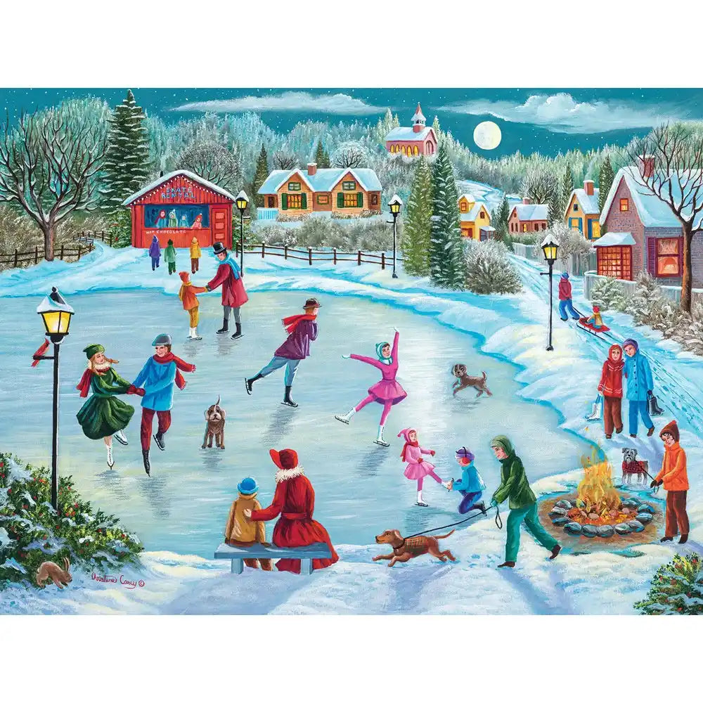 Midnight Ice Skating 500 Piece Jigsaw Puzzle | Bits and Pieces – Bits ...