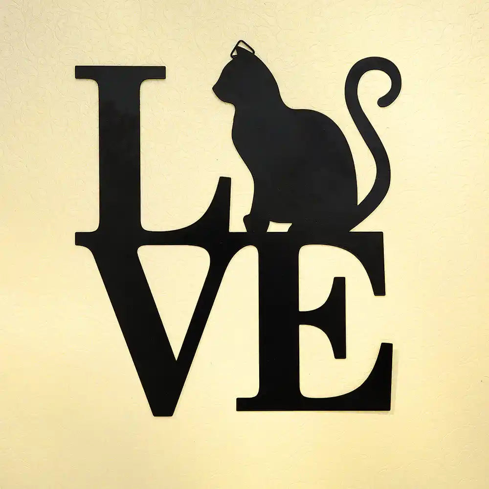 L-O-V-E Cat Silhouette Wall Plaque | Bits and Pieces Canada